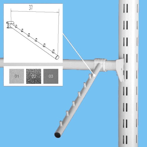 Sloping hanger/arm diam.16 mm for oval bar KX-Z-22 - Montip store fixtures
